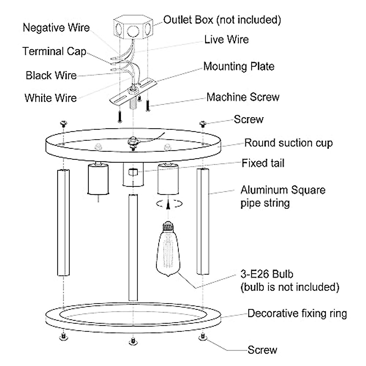 APOTO 3-Lights Semi Flush Mount Ceiling Light Fixture,Black Hallway Light Fixture,Industrial Light Fixture Ceiling Mount,Farmhouse Close to Ceiling Lamp for Entryway Kitchen,Bulb not Included, 2 Pack