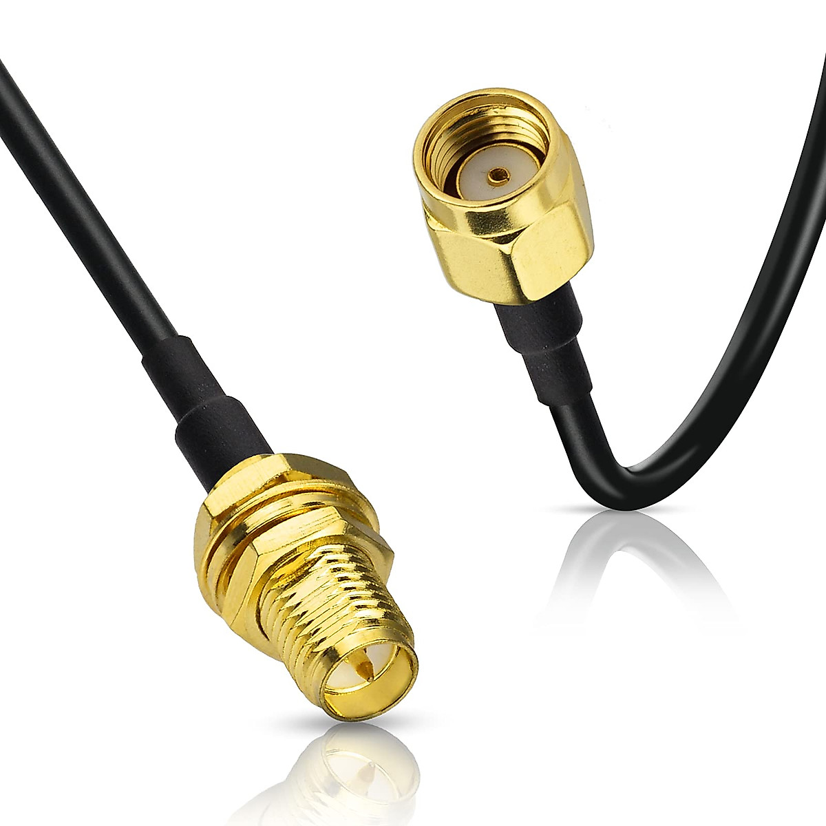 BINGFU WiFi Antenna Extension Cable 2-Pack RP-SMA Male to RP-SMA Female Bulkhead Mount RG174 Cable 3m 10 feet for WiFi Router Security IP Camera Wireless Network Card Adapter