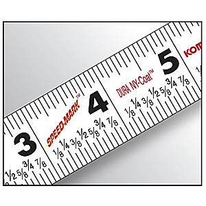 Komelon SM5425 Speed Mark Gripper Acrylic Coated Steel Blade Measuring Tape, 1-Inch X 25Ft , White