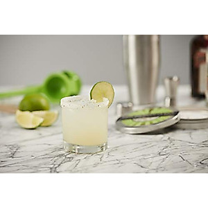 Margarita Cocktail Kit - Set of Rocks Glasses | Stainless Cocktail Shaker & Jigger | Citrus Squeezer | Rokz Lime Infused Margarita Salt | Recipe Cards. The Perfect Margarita Kit Gift Set!