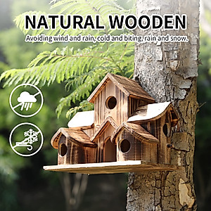 Bird House,Bird House for Outside,Hummingbird House with 6 Hole,Bluebird Finch Cardinals Hanging Big Birdhouse,Nesting Box Birdhouse for Backyard/Courtyard/Patio Decor.