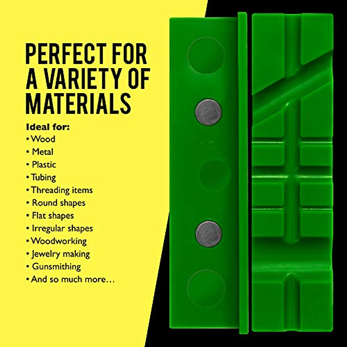 Vise Soft Jaws/Vice Jaw Pads - Magnetic - 4.5 Inch Length, Multi-Groove Design, Durable TPU Rubber Covers - Fit Wide Array of Vises/Vices and Blocks (4 5 6 In) - By Mission Automotive