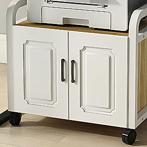 Printer Table Printer Cabinet Printer Stand 2 Tiers Office Movable Laser Printer Copier Stand Cart Under Desk Rolling Table File Cabinets Fax A4 Paper Organizer Shelf for Home Office Storage & Organiz