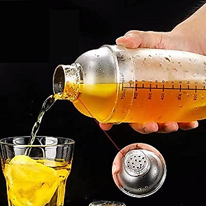 2 Pcs Plastic Cocktail Shaker 700cc / 24 oz Clear Drink Shaker Plastic Bar Tool for Milk Wine Mixing Drink Shaker/Drink Mixer (2, 700ml)