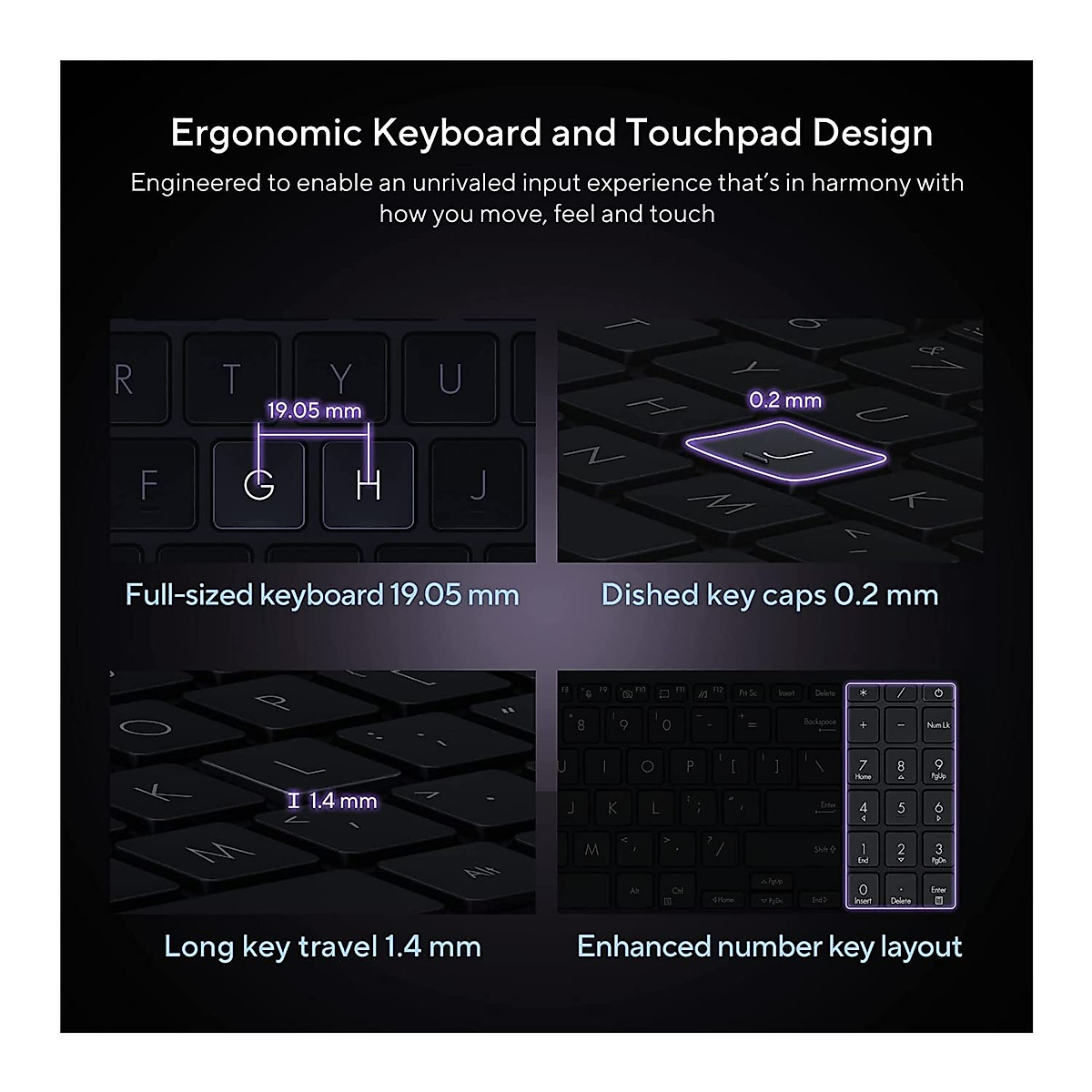 ASUS Zenbook Pro 16 Laptop 16" 165Hz Refresh Rate Display, Intel i7-12650H CPU, DialPad, NVidia GeForce RTX 3070 Ti Graphics, 32GB RAM, 1TB SSD, Windows 11 Home, Tech Black, UX6601ZW-DB76