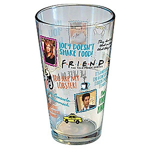 Friends Famous Classic Quotes 16oz pint glass Friends The TV Show (1 Glass Included)