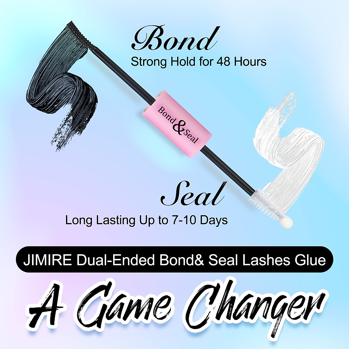 JIMIRE Bond and Seal Lash Glue for Lash Clusters DIY Eyelash Clusters Strong Hold Eyelash Adhesive 10ml 2 in 1 Waterproof Lash Glue for DIY Eyelash Extensions at Home