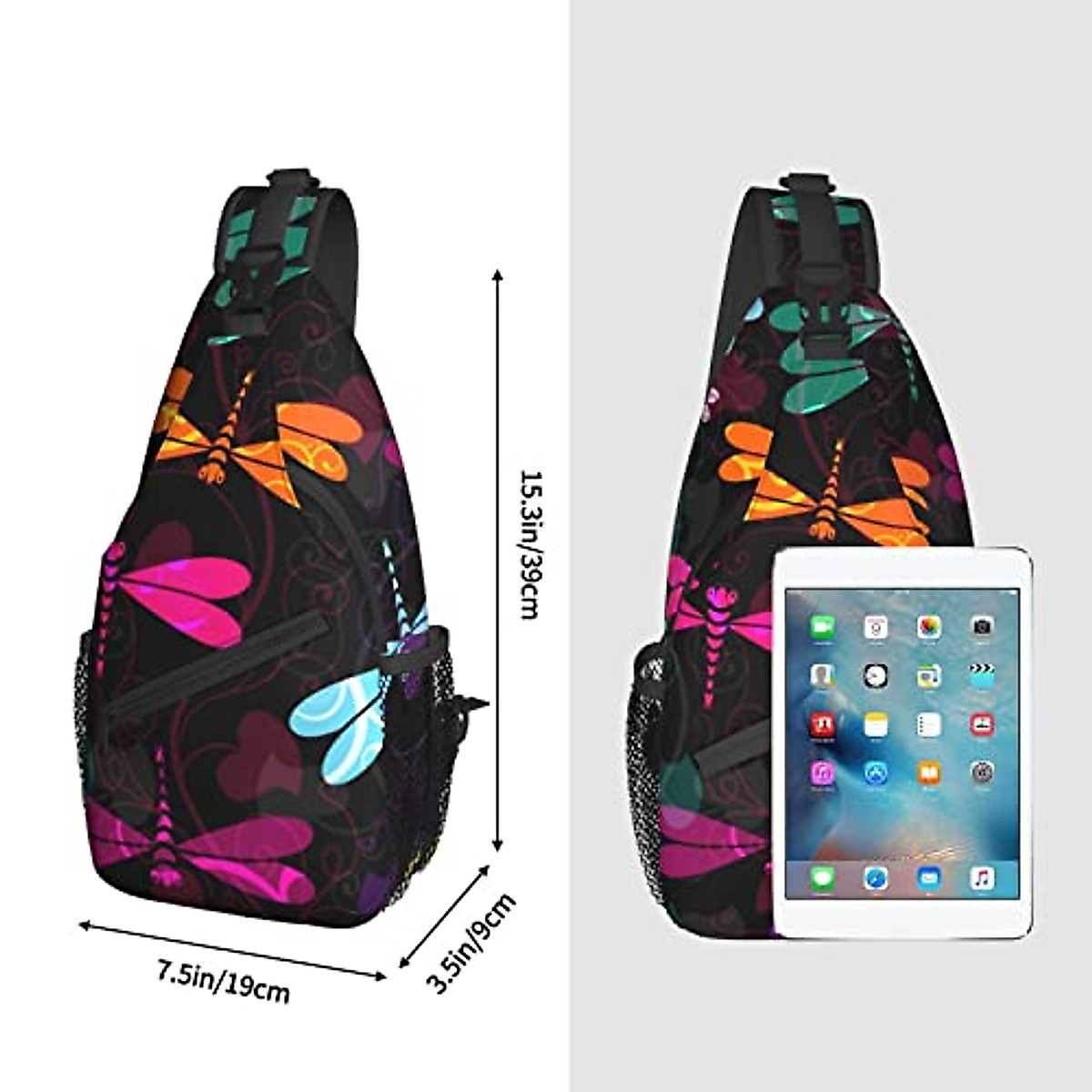 Colorful Dragonfly Pattern Cross Chest Bag Diagonally Sling Backpack Crossbody Shoulder Bag Travel Hiking Daypacks for Men Women