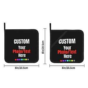 Custom Pot Holders Sets Personalized Kitchen Gifts Add Your Image/Text for Friend,Family as Gift (Personalized Custom Oven Mitts and Pot Holders Sets)