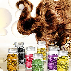 gowwim Hair Vitamin Serum Capsule, Multi-Oil Treatment for Smooth, Silky Hair Growth, Repair and Mask - 30 PCS