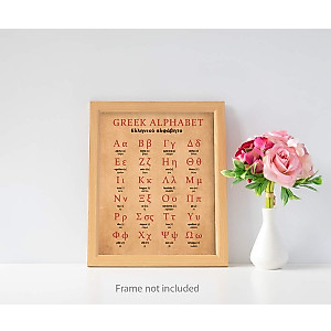 Greek Alphabet Poster - Unframed 8x10 in - School Picture with Motivational Message - Education Kids Room Decor and Positive Signs Wall Art