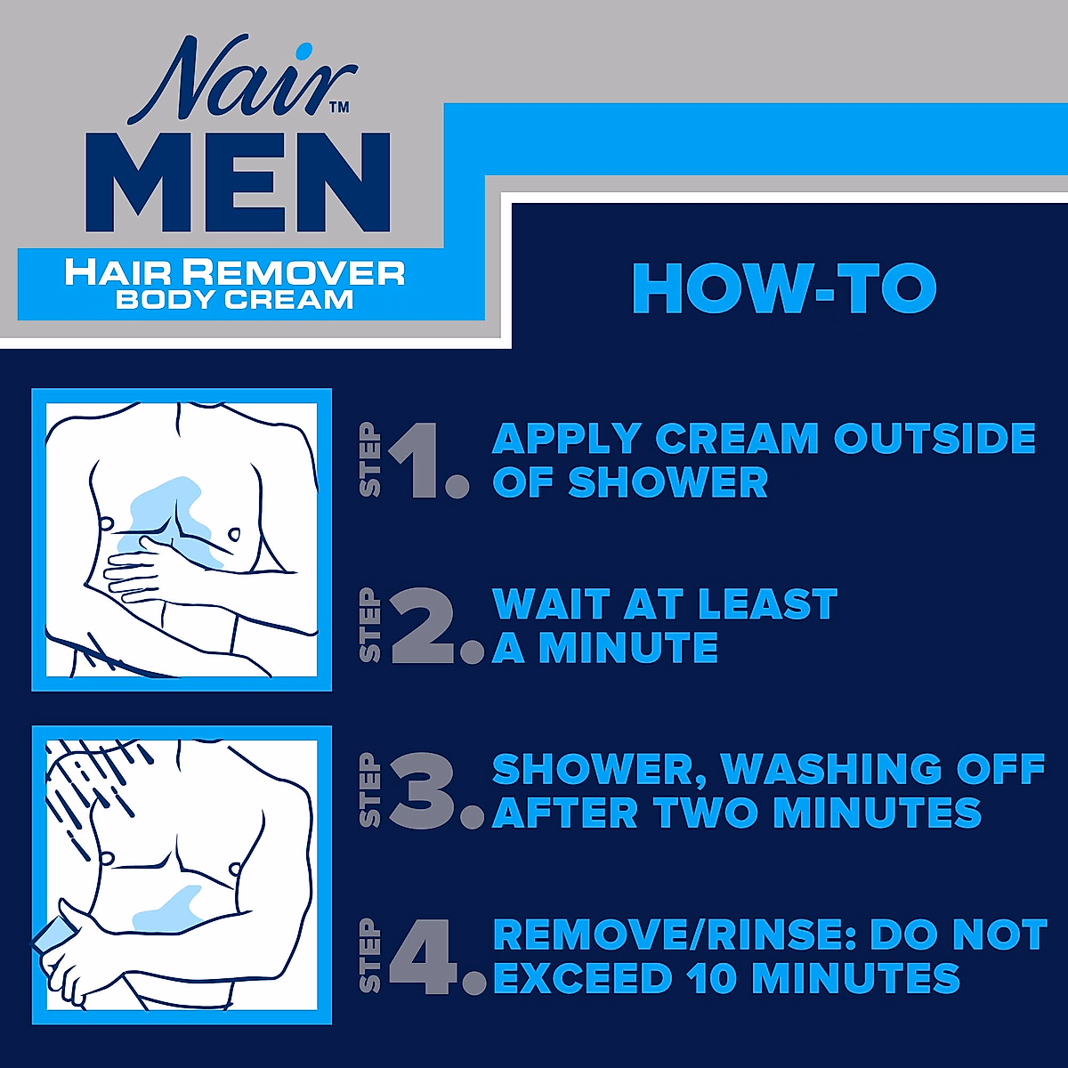 Nair Men's Hair Removal Cream, Body Hair Remover for Men, 13 Oz Bottle