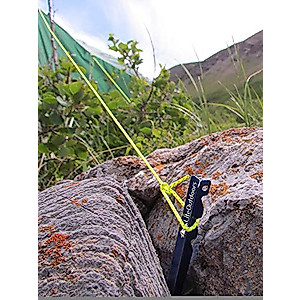LITEOUTDOORS Ultralight Tent Stake Kit - 8 Aluminum Tent Pegs, 60' Reflective Guy Line, 8 Cord Tensioners - for Backpacking, Hiking, Camping
