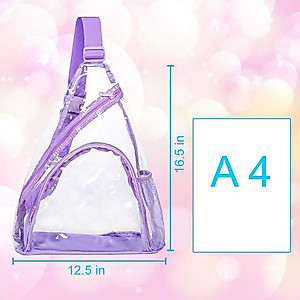 AGSDON Clear Sling Bag Stadium Approved, Small PVC Crossbody Shoulder Backpack, Casual Transparent Daypack - Purple