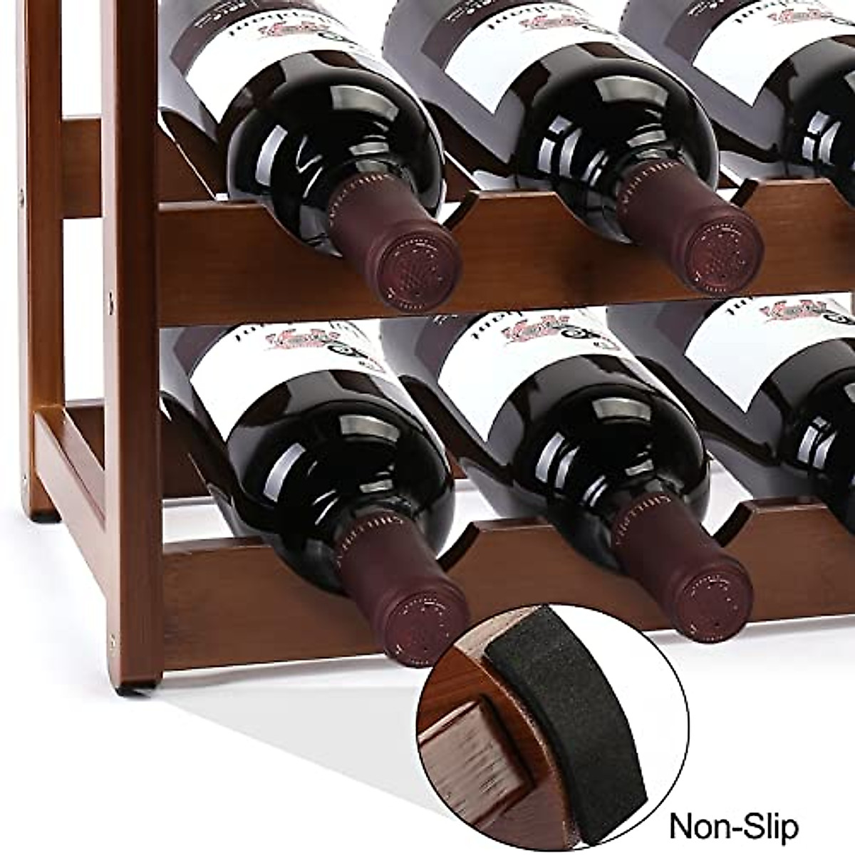OBloved 3 Tier Stackable Wine Rack, Wine Bottle Holder, Bamboo Bottle Organizer, Countertop Wine Storage Holder, Wine Storage (12 Bottles)