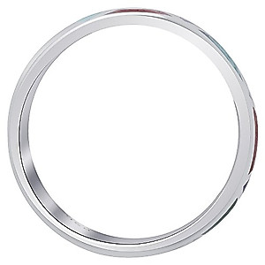 Southwestern Style Multi Gemstone 6mm Wedding Band 925 Sterling Silver Ring for Women Size 12