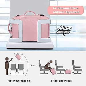 Large Travel Backpack (2 Pieces Pink & Pink) as Person Item Flight Approved, 35L or 40L Carry On Backpack, 16 Inch or 17 Inch Laptop Backpack, Waterproof Backpack, Durable College Bookbag, Hiking Bag