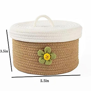 Small Covered Storage Basket, Handmade Woven Fresh Style Desktop Decoration, Organizing Household Miscellaneous Items