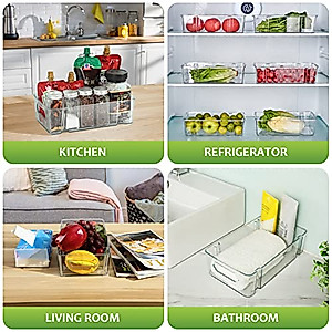 Refrigerator Organizer Bins, Hemoton 8pcs Stackable Fridge Organizer with Built- In Handles, PET Clear Bins For Fridge, Kitchen Cabinet, Pantry and Countertops, 10.39 x 6.1 x 2.95 inches