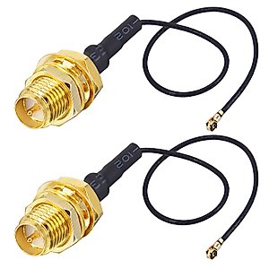 UFL to SMA M.2 NGFF IPX IPEX MHF4 to RP SMA Female (Male pin) RF Pigtail WiFi Antenna Extension Cable 0.81mm for PCI WiFi Card Wireless Router M.2 Cards Pack of 2 (6 inch (15 cm))
