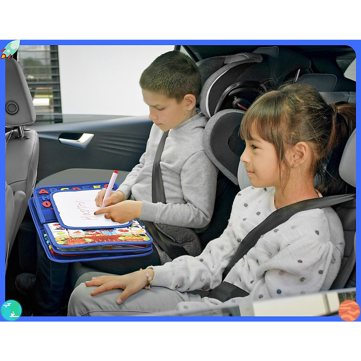 14 Pages Busy Board for Toddlers 2-4,Montessori Travel Toy for Plane/Car,Educational Sensory Toy for Toddlers 1-3,Preschool Activities Board for Developing Fine Motor Skills,Gift for Boys/Girls