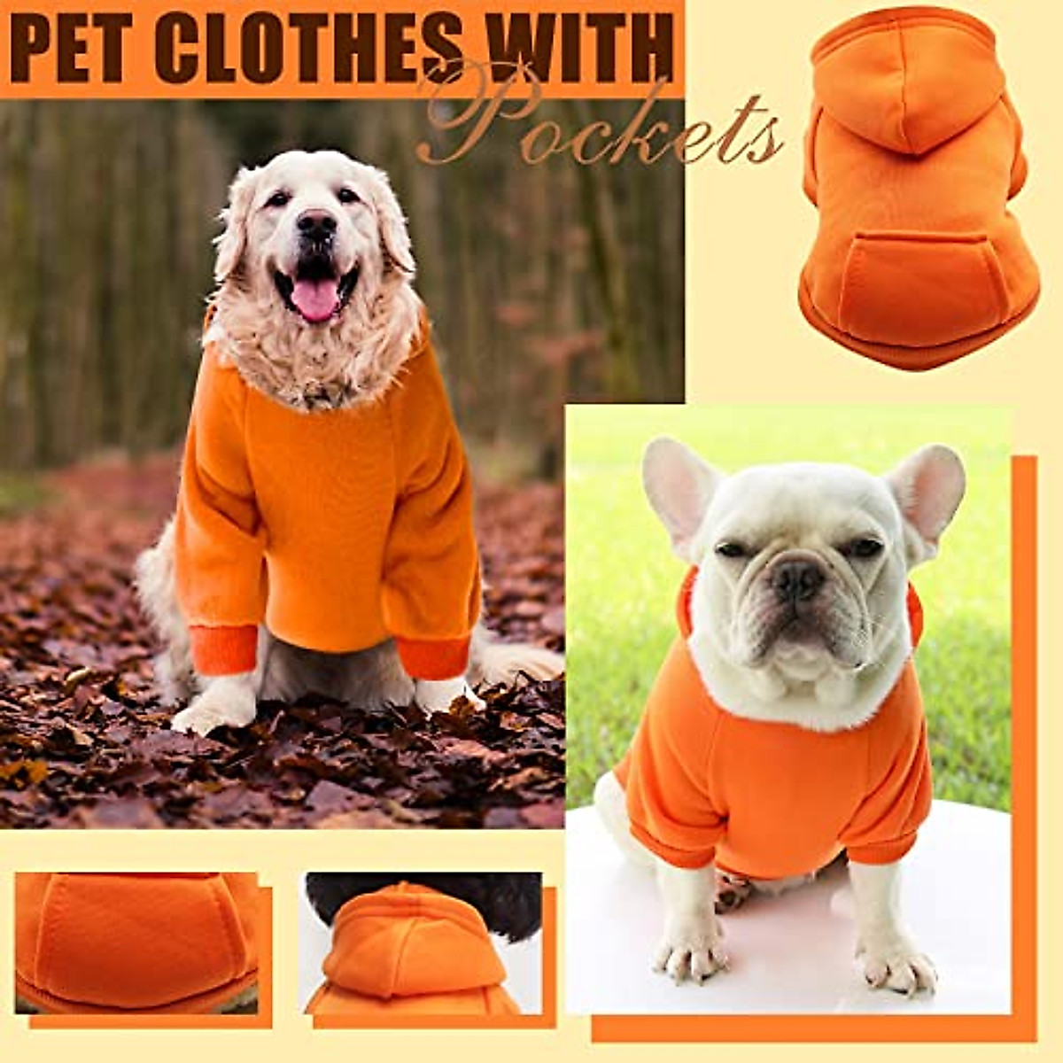 Sweaters for Dogs with Pocket Puppy Hoodie Fleece Dogs Clothes Sweater Dog - Fall Boy for Small Warm Medium Girl Winter Pet Clothes Girl Dog Sweaters for Extra Large Dogs