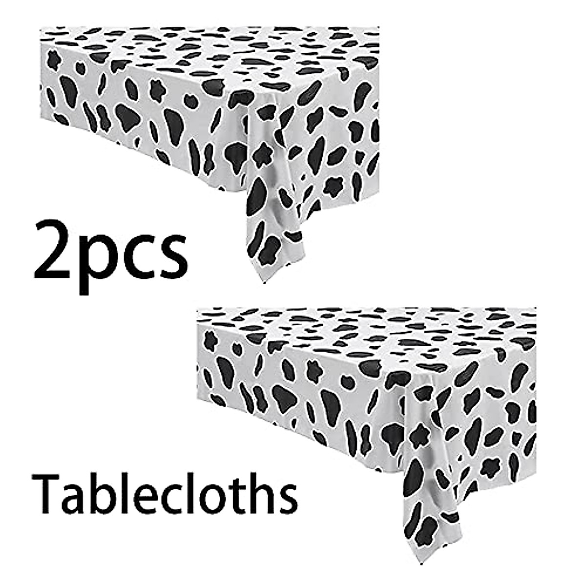 2 Pcs Disposable Black and White Cow Print Plastic Tablecloth, 108 Inch x 54 Inch Ractangle Tablecover, for Party, Dance and Picnic (Black White Cow Print, 2)