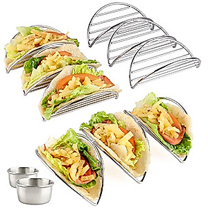 Taco Holder Stand Set of 3 Stainless Steel Taco Tray Style Each Rack Holds Up to 3 Tacos Stand for Tortillas, Burritos, Parties & Restaurants