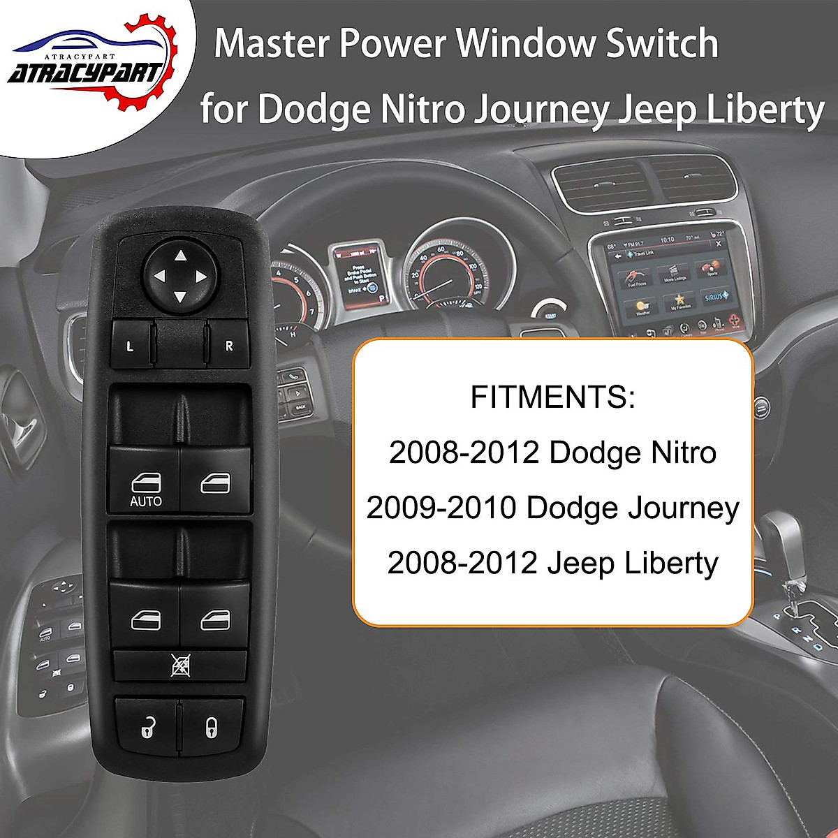 Master Power Window Switch | 8+13 PINS Check Required | Replacement for 2008-2012 Dodge Nitro Jeep Liberty, 2009-2010 Dodge Journey | Replaces# 4602632AG, 4602632AH
