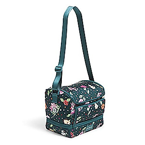 Vera Bradley Women's Recycled Lighten Up Reactive Expandable Cooler Lunch Bag, Hope Blooms Teal, One Size