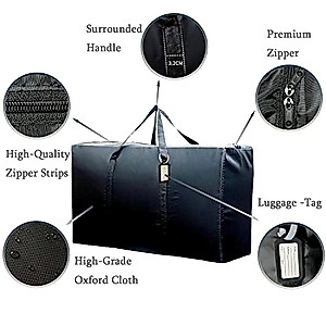 3 Pack Oversized Moving Bags with Zippers & Carrying Handles,Organizer Bag,Carrying Bag,Camping Bag,Heavy Duty Storage Tote For Clothing Storage,College Moving,Moving Supplies(Black)