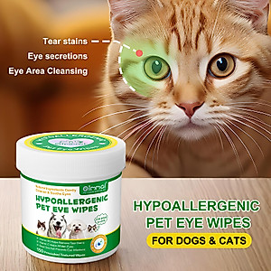 ISUNRISE Dog Eye Wipes for Dogs & Cats - 150pcs Dog Eye Cleaning Wipes, Natural Coconut Oil Soft Pet Wipes for Gently Remove Tear Stain, Eye Debris, Discharge, Mucus Secretions and Pet Eye Care