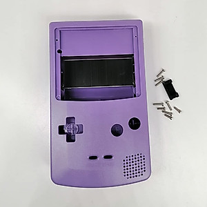 Cowhilan Replacement IPS Full Housing Shell Case + Screwdrivers Compatible with Gameboy Color GBC IPS Highlight Screen Console, Purple