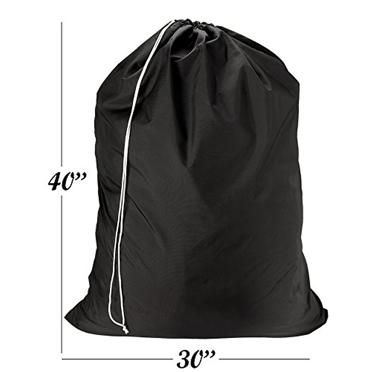 Handy Laundry Nylon Laundry Bag, Locking Drawstring Closure and Machine Washable, These Large Bags will Fit a Laundry Basket or Hamper and Strong Enough to Carry up to Two Loads of Clothes, (Black)