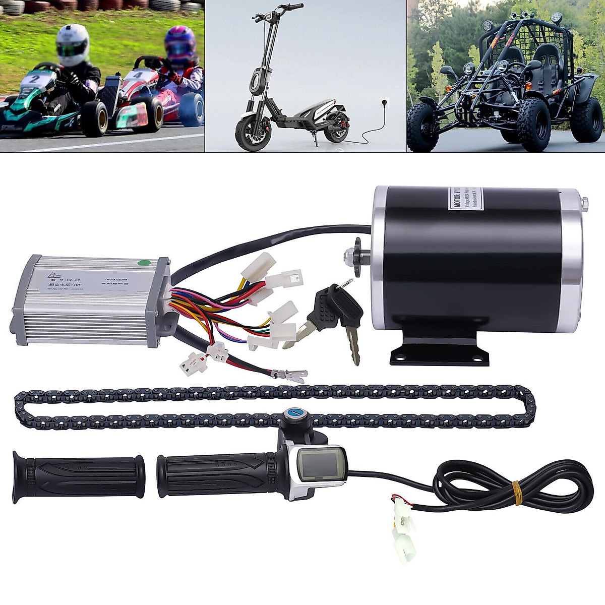 HinLIaDa 48V 1000W Brush Motor Controller Conversion Kit, High Speed Motor with Keylock for Dirt Bike e-Bike ATV Go Kart Moped Mini Bikes Motorized Bicycle