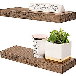 Sorbus Floating Shelf Set — Rustic Engineered Wood Hanging Rectangle Wall Shelves — Perfect for Home Décor, Trophy Display, Photo Frames, and More