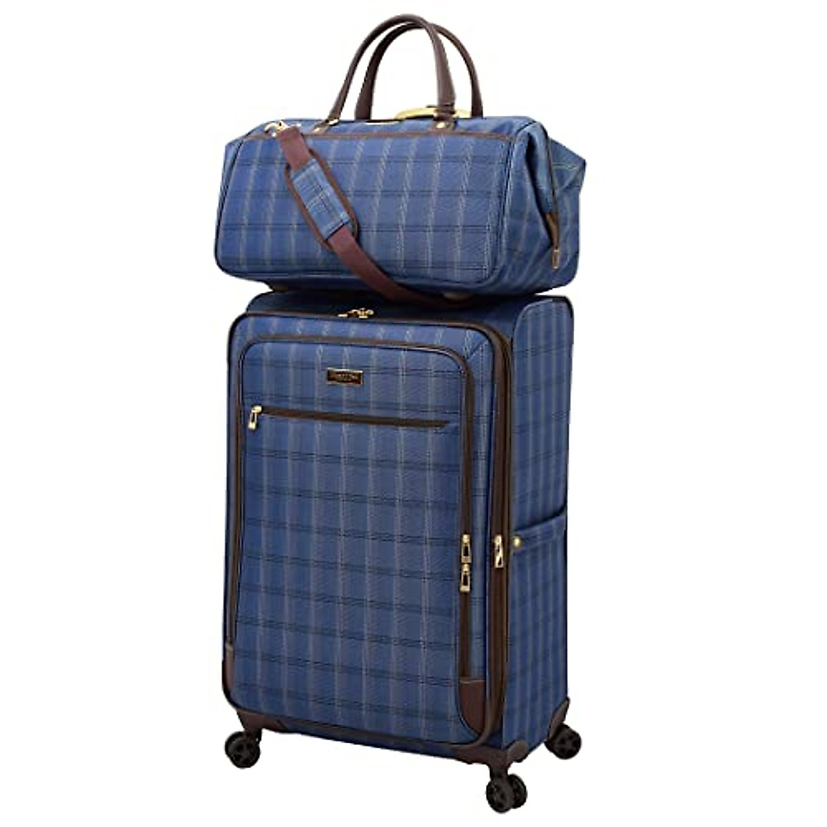 London Fog Londong Fog Brentwood II Wide Mouth Duffle, Blue, Carry-On 20-Inch