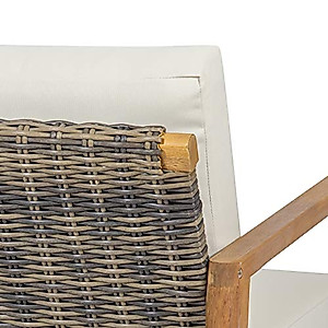 Christopher Knight Home Diana Outdoor Acacia Wood Loveseat with Wicker Accents, Teak Finish, Gray, Beige