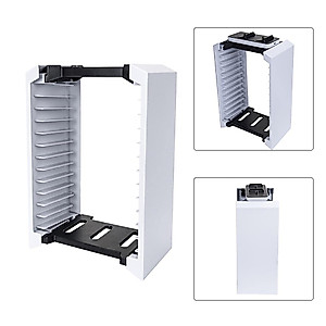 iayokocc Universal Game Storage Rack, Video Game Storage Set, Includes Storage Rack, Charging Dock, Controller Hook & USB Cable(White)