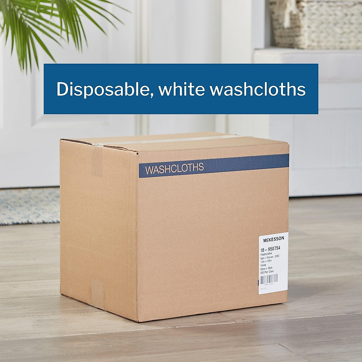 McKesson Disposable Washcloths, Soft, Absorbent and Strong, 13 in x 13 in, 50 Count, 16 Packs, 800 Total