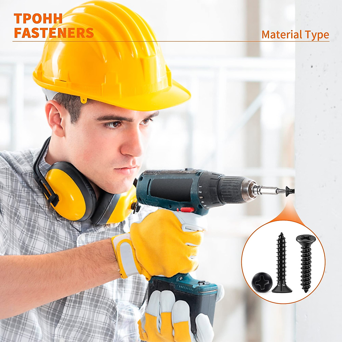 TPOHH 100 PCS #8 X 5/8 Inch Black Oxide Coated Flat Head Phillips Wood Screw, Stainless Steel 18-8 (A2) Fully Threaded 8 X 5/8'' Multipurpose Screws