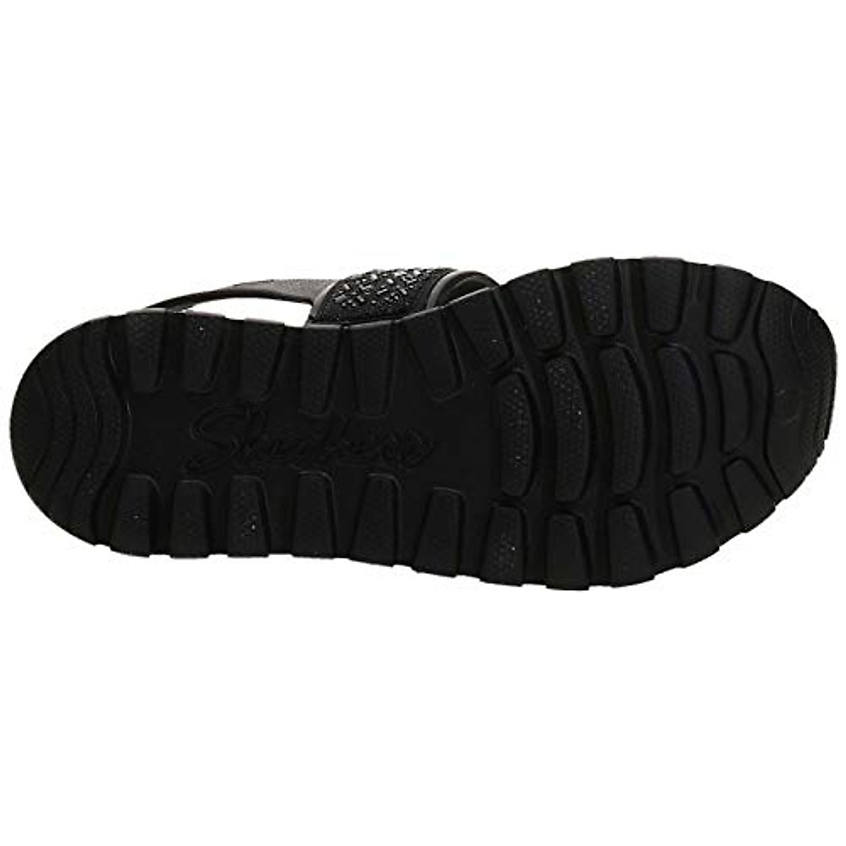 Skechers Women's Foamies Footsteps-Glam Party Sandal, Black/Black, 7 M US