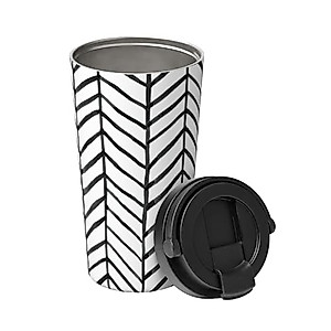 WANGXUEE black and white boho Print 500ml Stainless Steel Travel Tumbler Double Wall Vacuum Insulated Coffee Mug