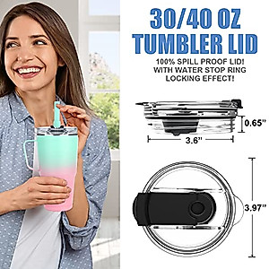 Sursip Replacement Screw Lid for 30/40/50 oz Stainless Steel Insulated Tumbler, Fit for 4 inch Wide Mouth Travel Coffee Cup Mug (Transparent)