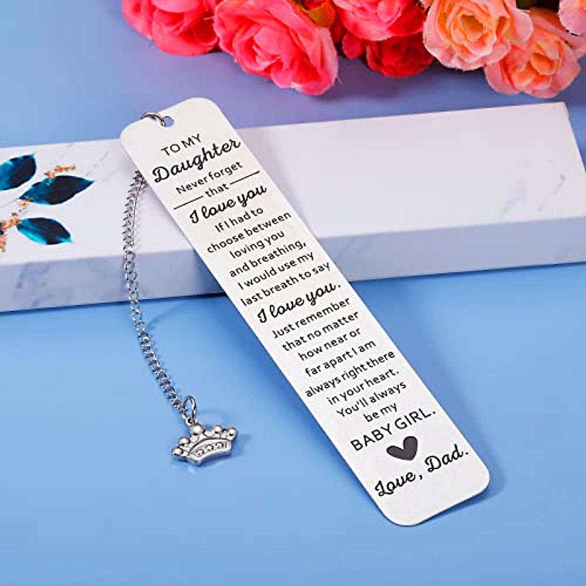 Christmas Gifts for Daughter from Dad Inspirational Bookmark for Teens Girl Birthday Christmas Presents from Father for Daughter in Law Stepdaughter Graduation Back to School Gifts for Her