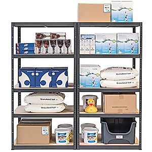 Autofather Shelving Unit for Garage and Sheds 5 Tier Metal Racking Shelf Unit Storage Shelves Unit Heavy Duty Strong Industrial Tall Large Black 70cm x 30cm x 150cm