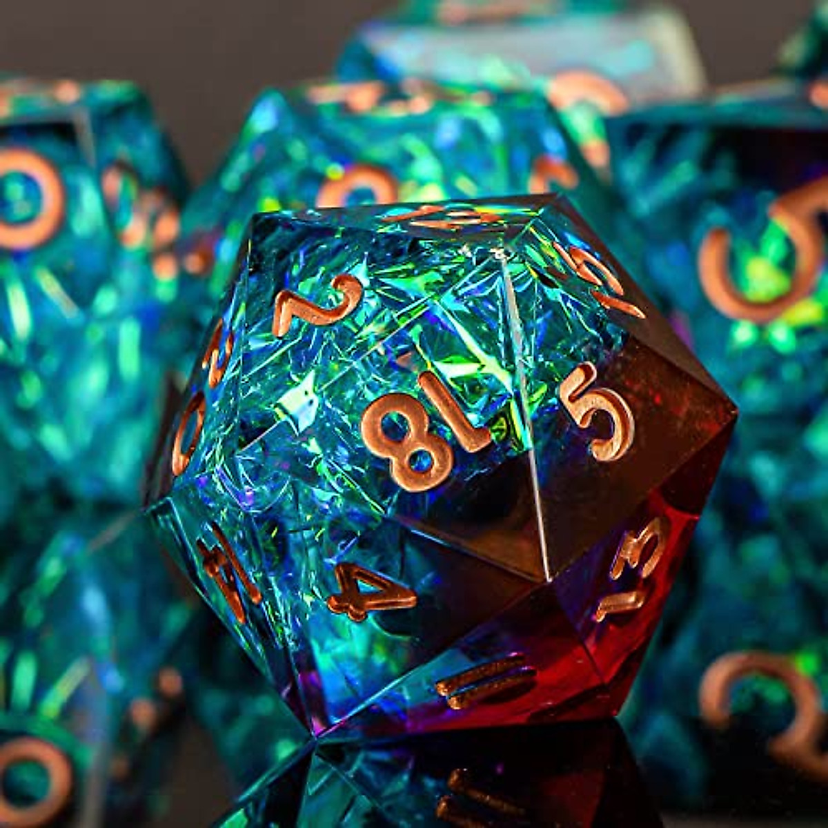 KERWELLSI Resin DND Dice Set D&D, Dungeons and Dragons Dice with Box, 7 Piece Polyhedral Role Playing Dice, Sharp Edge RPG D and D Dice D20 D12 D10 D8 D6 D4