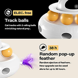 JIMUPARK 4-in-1 Laser Cat Toys Smart Interactive Electronic Exercise Kicker Toy for Indoor Cats, Kitten, Flying Feathers, Track Balls