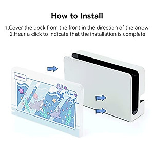 GeekShare Anti Scratch Switch OLED Dock Cover- Hard Faceplate Sleeve Pad for Switch OLED Dock- DIY Replacement Shell Compatible with Switch OLED Dock - Shark Party (for Switch OLED Model)
