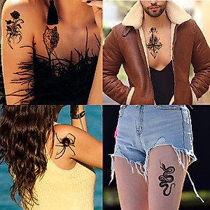 21 Sheets Halloween Tattoos, Malone Tattoos, Malone Face Temporary Tattoos Halloween Face Temporary Tattoos Skull, Spider, Snake, Lion, Owl, Bear tattoos for Halloween Costume Accessories and Parties